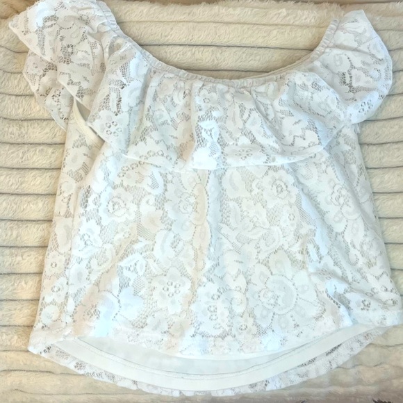 Beautees | Shirts & Tops | White Kids Lace Shirt Floral Design | Poshmark